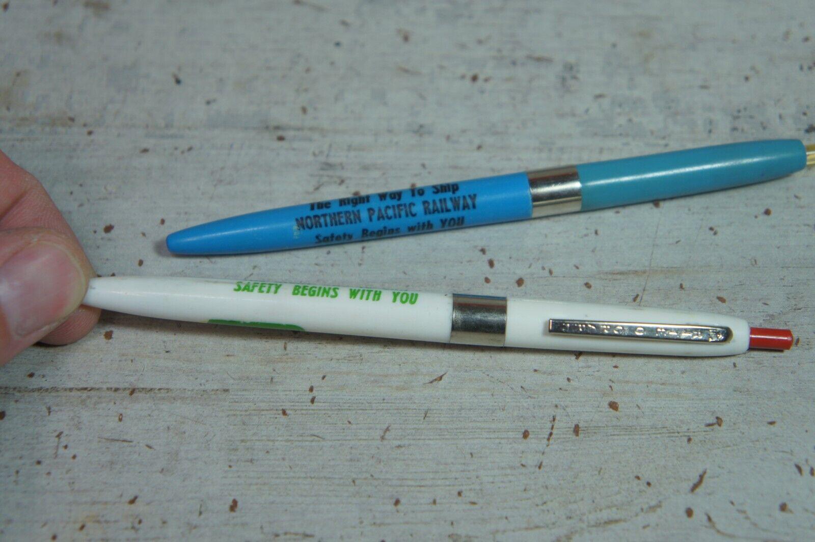 2 Vintage Railroad Ballpoint Pens Burlington Northern Northern Pacific ...