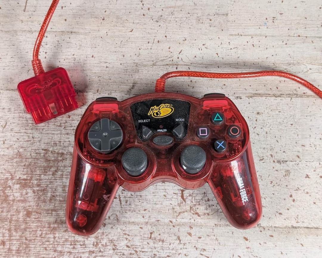 Mad Catz Dual Force Controller 8016 Translucent Red Clear for PS2 ...