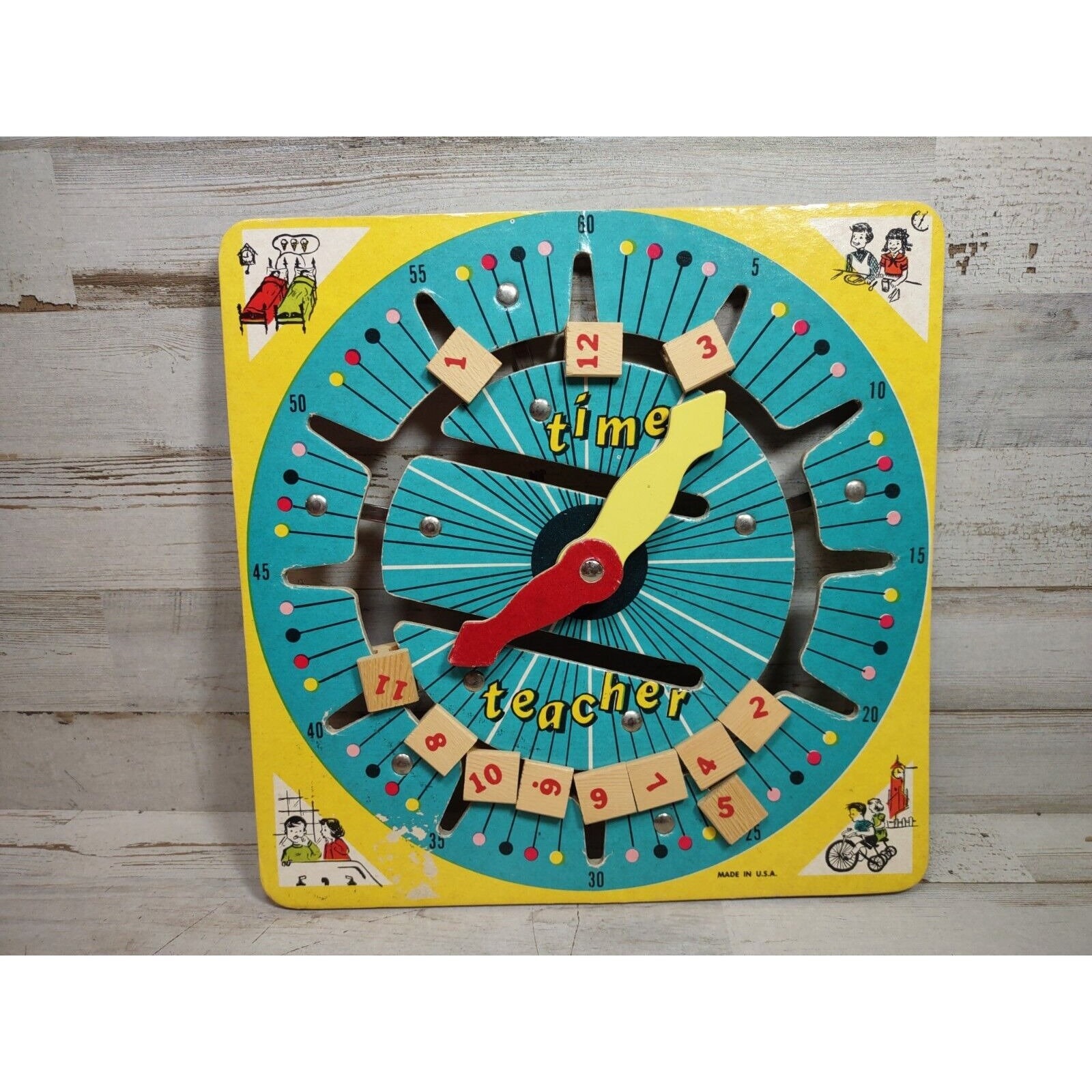 Vintage Bar-zim Clock and Calendar Teacher Learning Toy Time Seasons ...