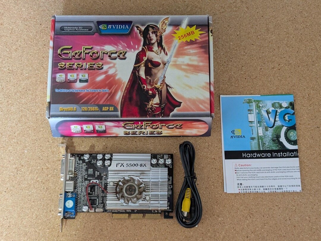 Nvidia Geforce FX 5500 AGP Graphics Card Gpu 256 MB Vga Dvi S-video Box ...