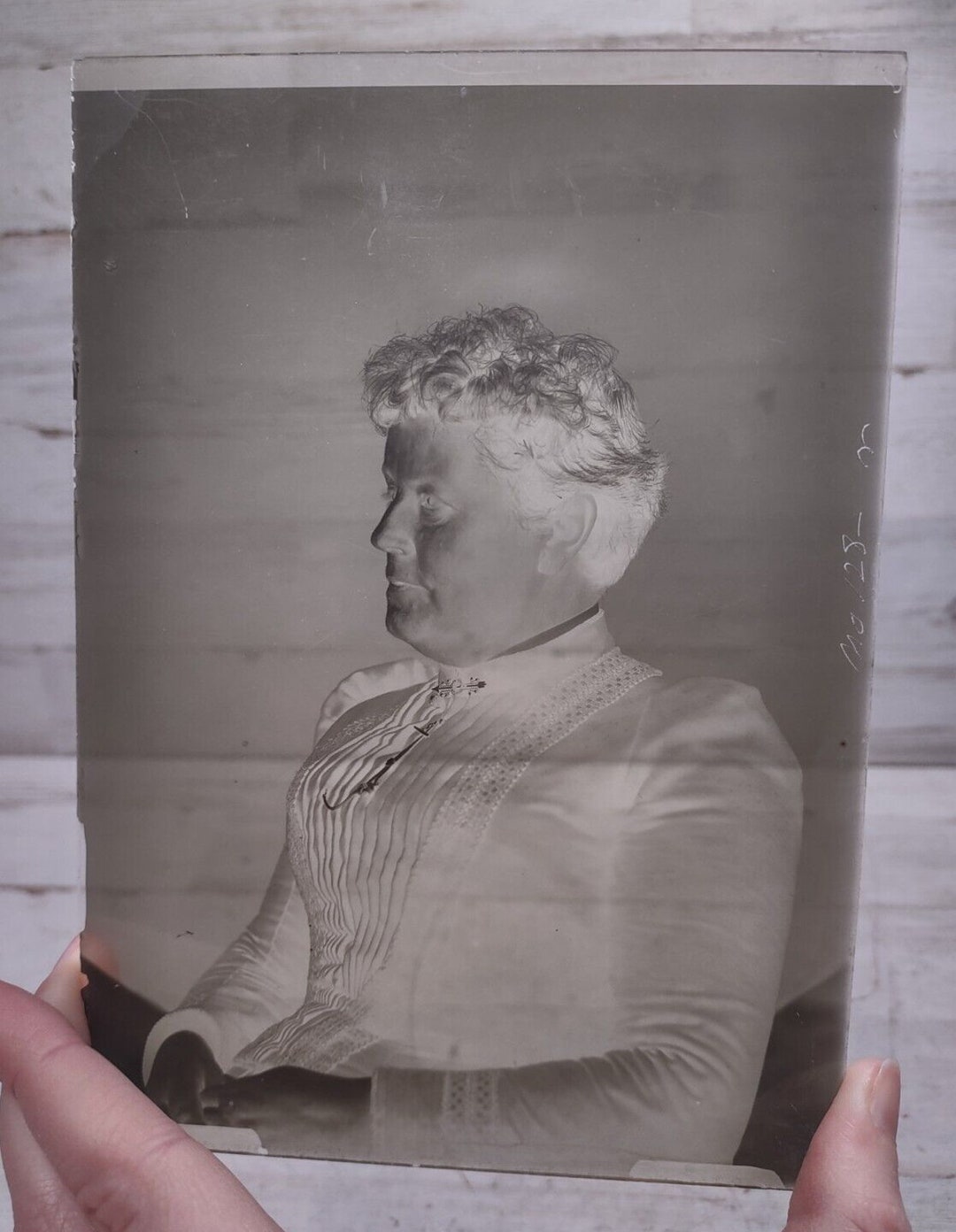 Antique Victorian Glass Plate Photo Negative Older Woman Short Hair ...