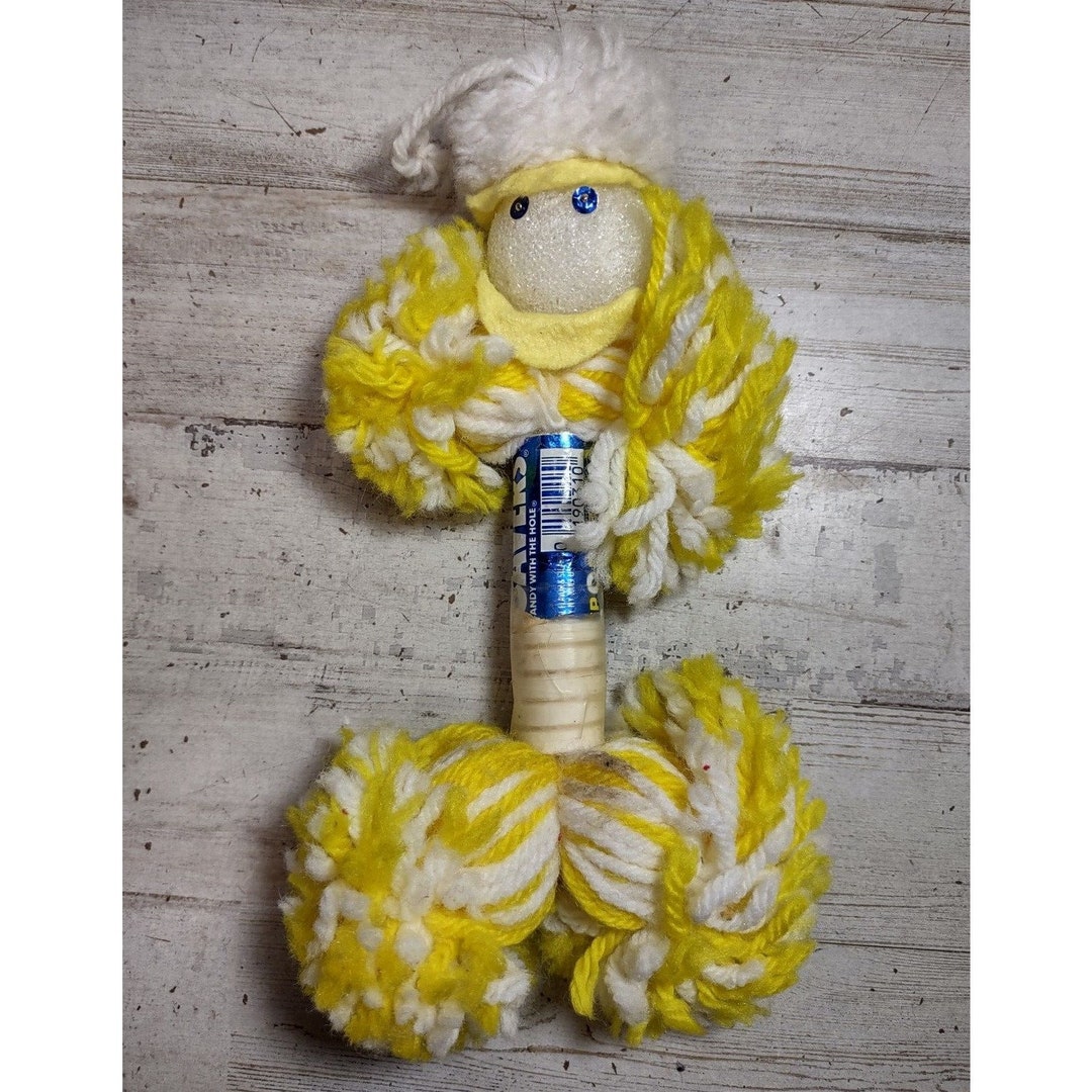 Vintage Handmade Lifesavers Package Foam Ball Yarn Person Christmas ...