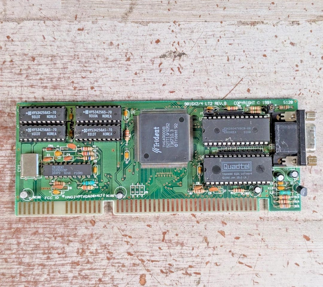 Trident Tvga9000b Isa Graphics Card HNG2YPTVGA06X4LT2 9016x2/4 1991 - Etsy