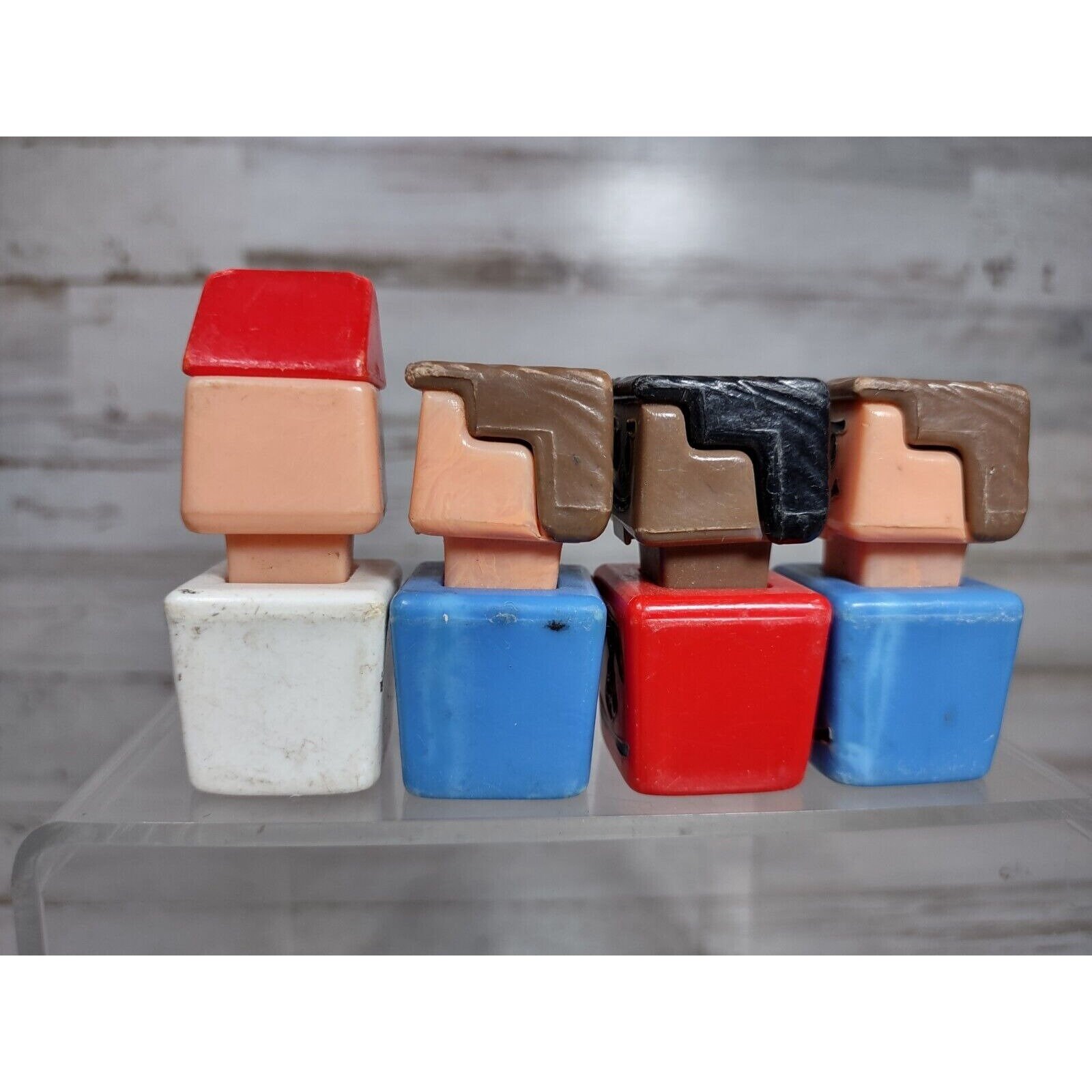 Set of 4 Vintage Playskool Familiar Places Blockhead Figures Mcdonalds ...