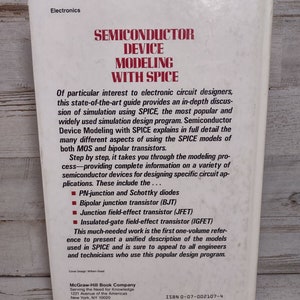 Semiconductor Device Modeling With SPICE Antognetti & Massobrio Hardcover 1988 - Etsy