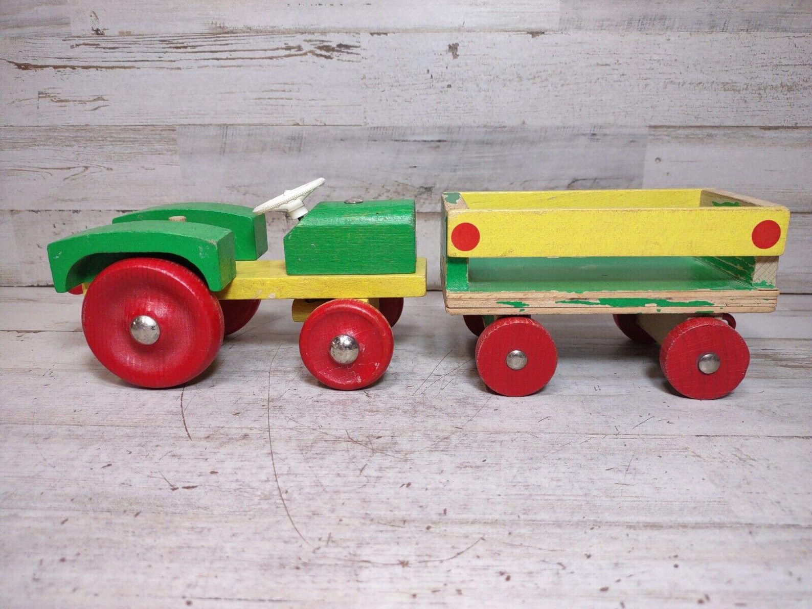 Vintage Heroes West Germany Wooden Wood Farm Tractor With Trailer Wagon ...