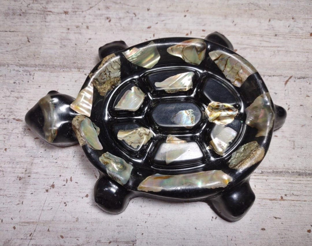 Vintage Lucite Resin Abalone Shell Seashell Turtle Soap Trinket Candy ...