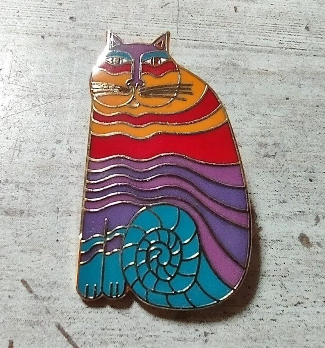 Vintage Laurel Burch Rainbow Cats Gold Tone Enamel Colorful Brooch Pin ...