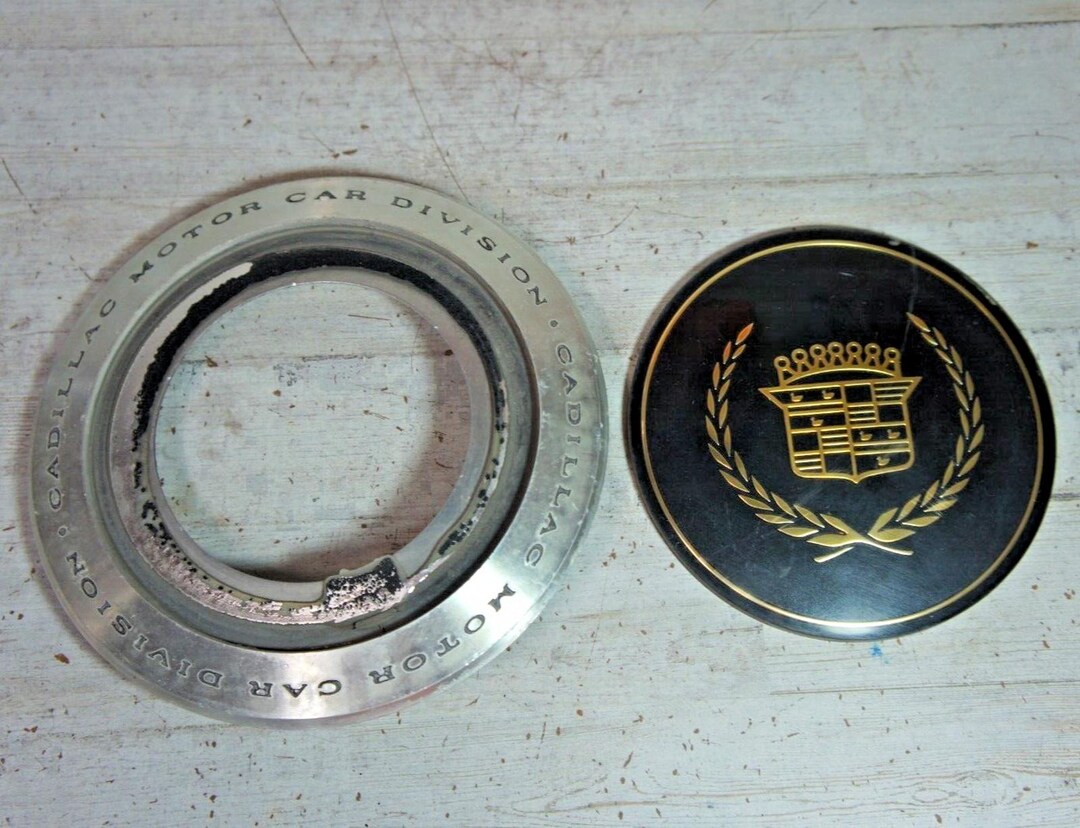 Vintage 80's 90's Cadillac Black Gold Center Cap Emblem Motor Car ...
