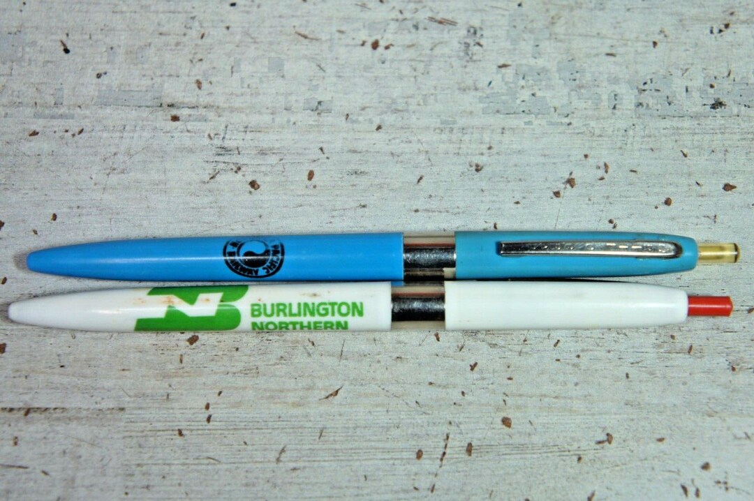 2 Vintage Railroad Ballpoint Pens Burlington Northern Northern Pacific ...