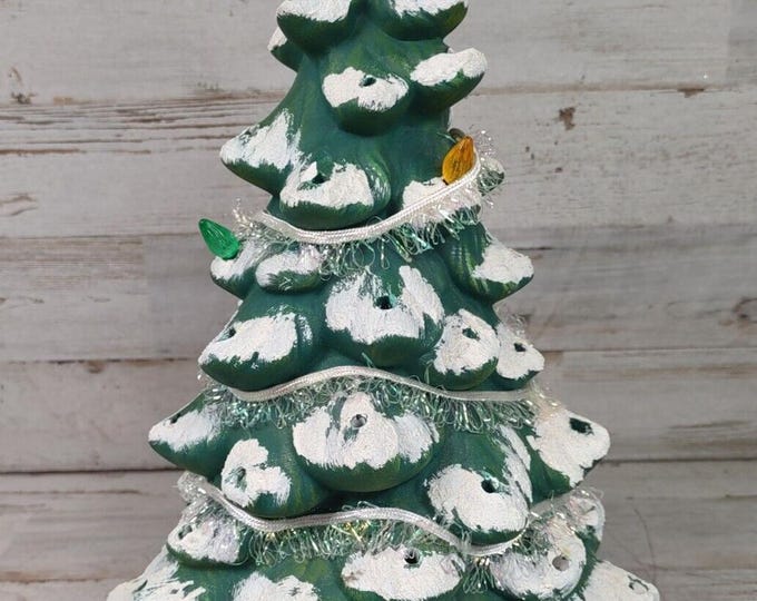 Vintage Handpainted Ceramic Christmas Tree Snow Garland Trim 1992 ...