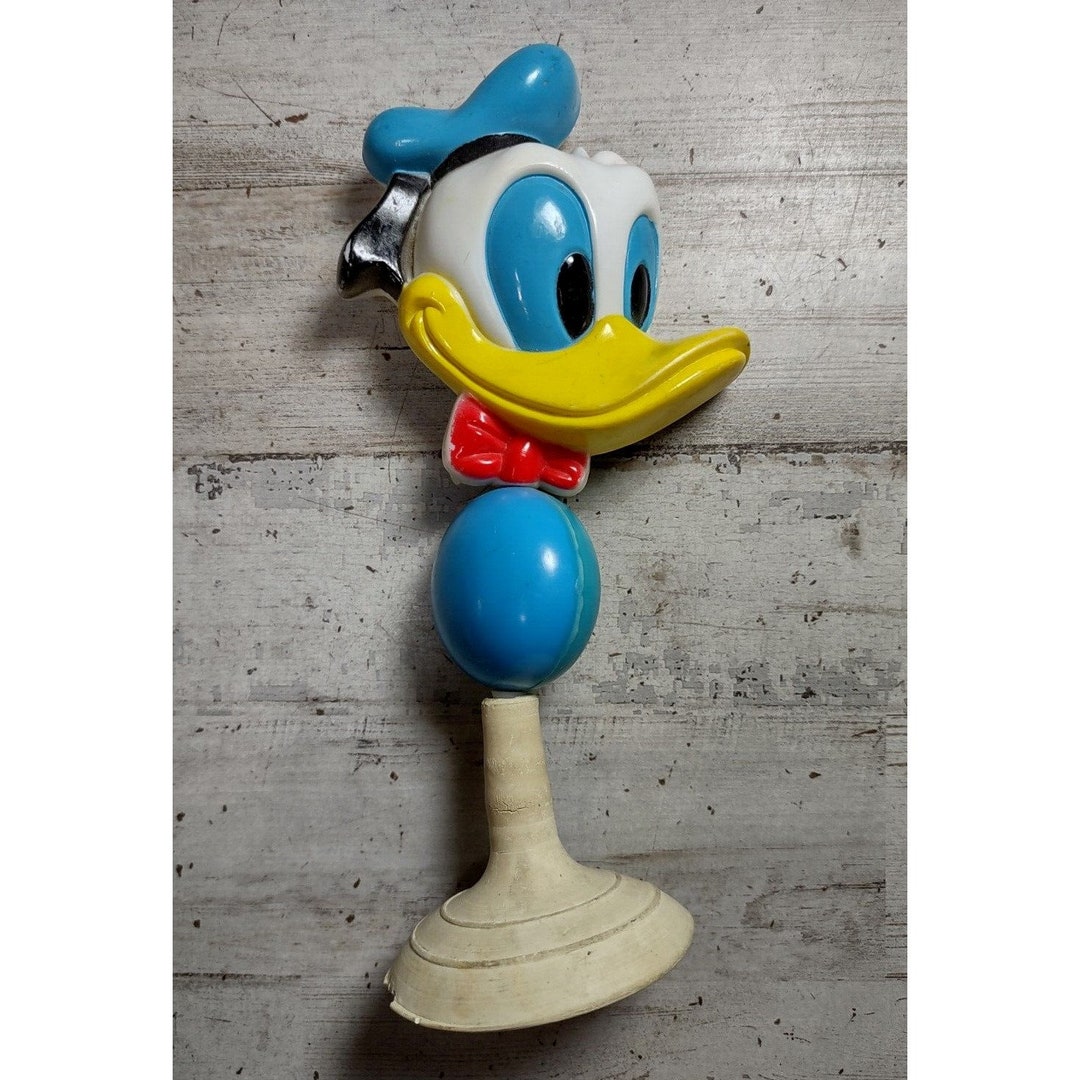 Vintage Danara Walt Disney Donald Duck Suction Bottom Baby Rattle Hong ...