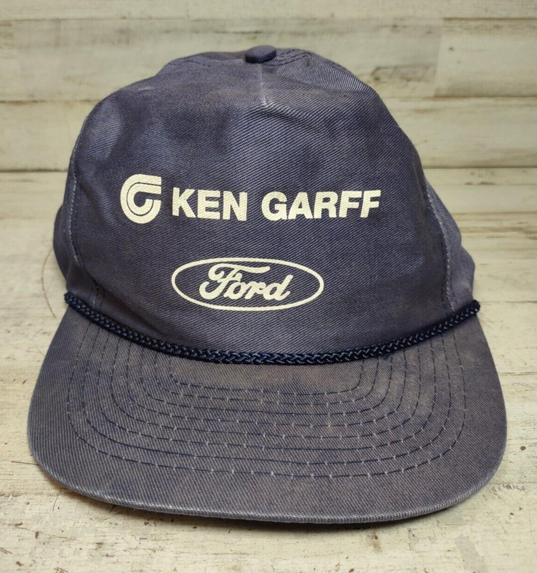 Vintage Ken Garff Ford Dealer Utah Rope Snapback Baseball Hat Cap Blue ...