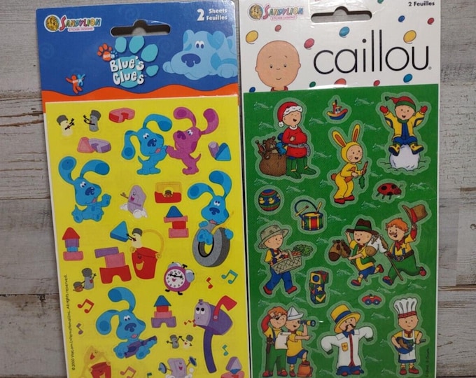 2 Vintage Sandylion Sticker Packs Blue's Clue & Caillou Y2K Television ...