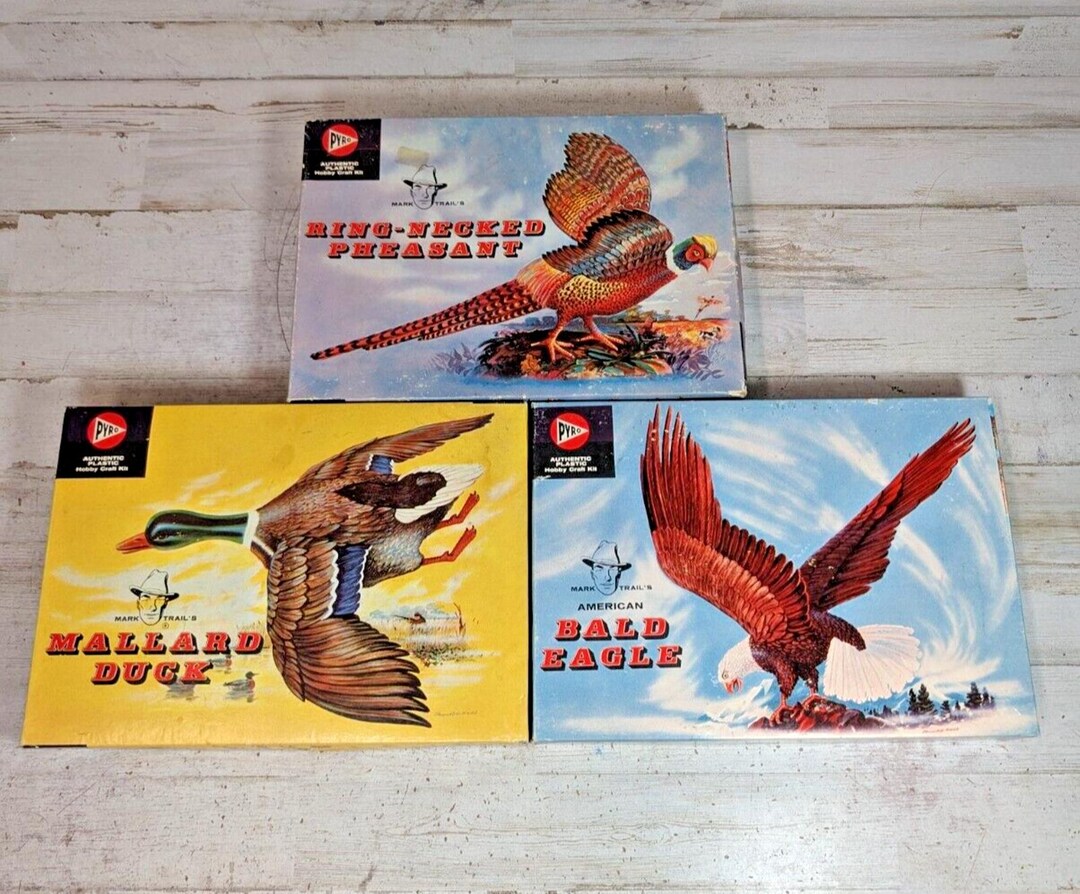 Lot 3 Pyro Bird Model Kits Pheasant Mallard Duck Bald Eagle Vintage ...