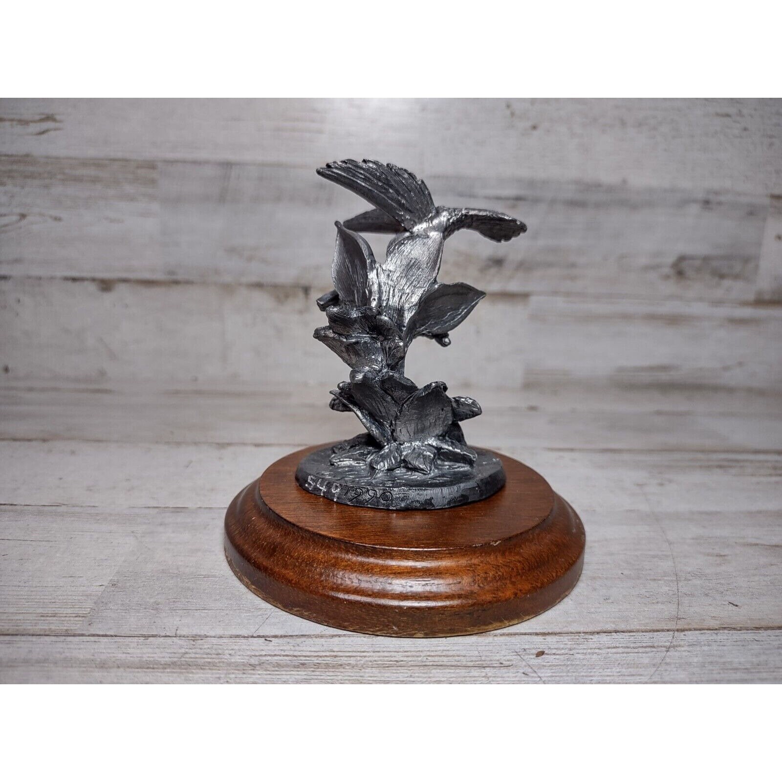 Vintage Michael Ricker Pewter Rocky Mountain Hummingbirds on Flower ...