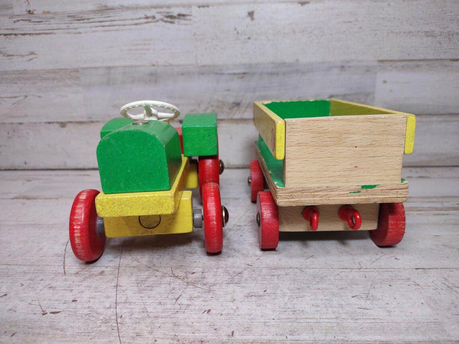Vintage Heroes West Germany Wooden Wood Farm Tractor With Trailer Wagon ...
