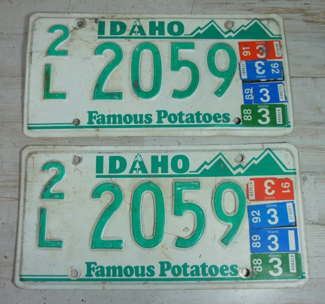 Vintage Matching Pair Idaho License Plates 80s 90s #2L 2059 Famous ...