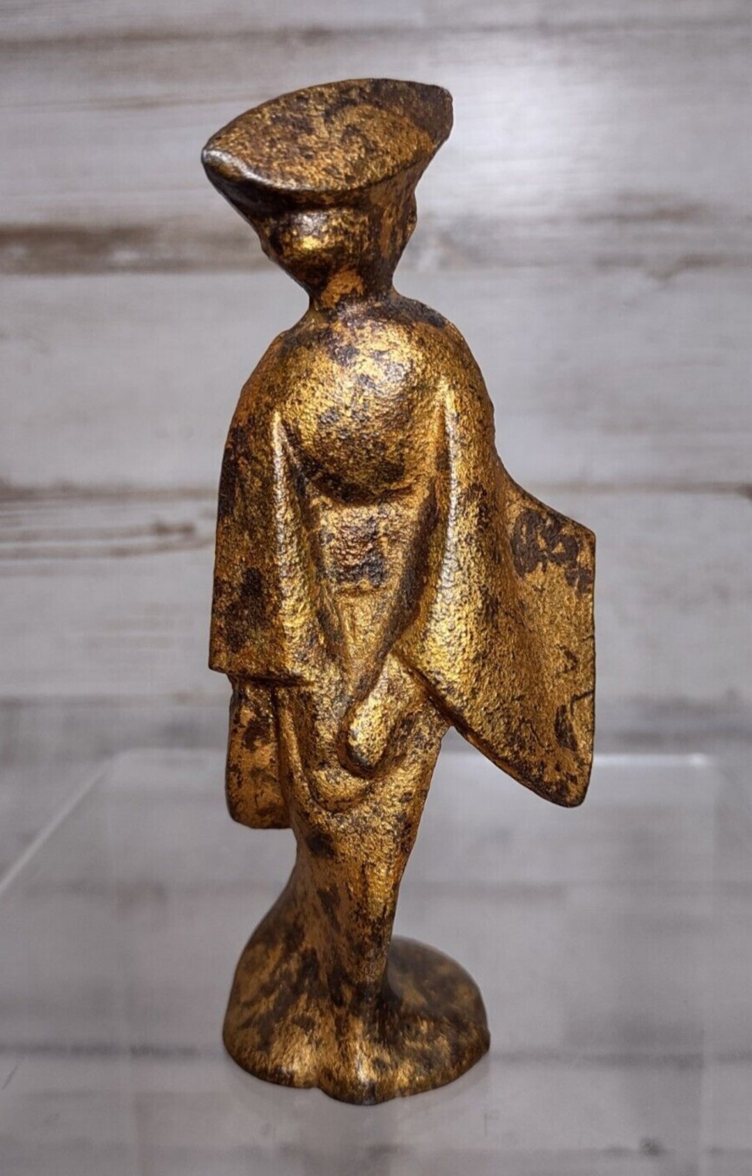 Vintage Japanese Awa Odori Dance Geisha Cast Iron Figurine Gold Paint 4 ...