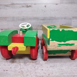 Vintage Heroes West Germany Wooden Wood Farm Tractor With Trailer Wagon ...