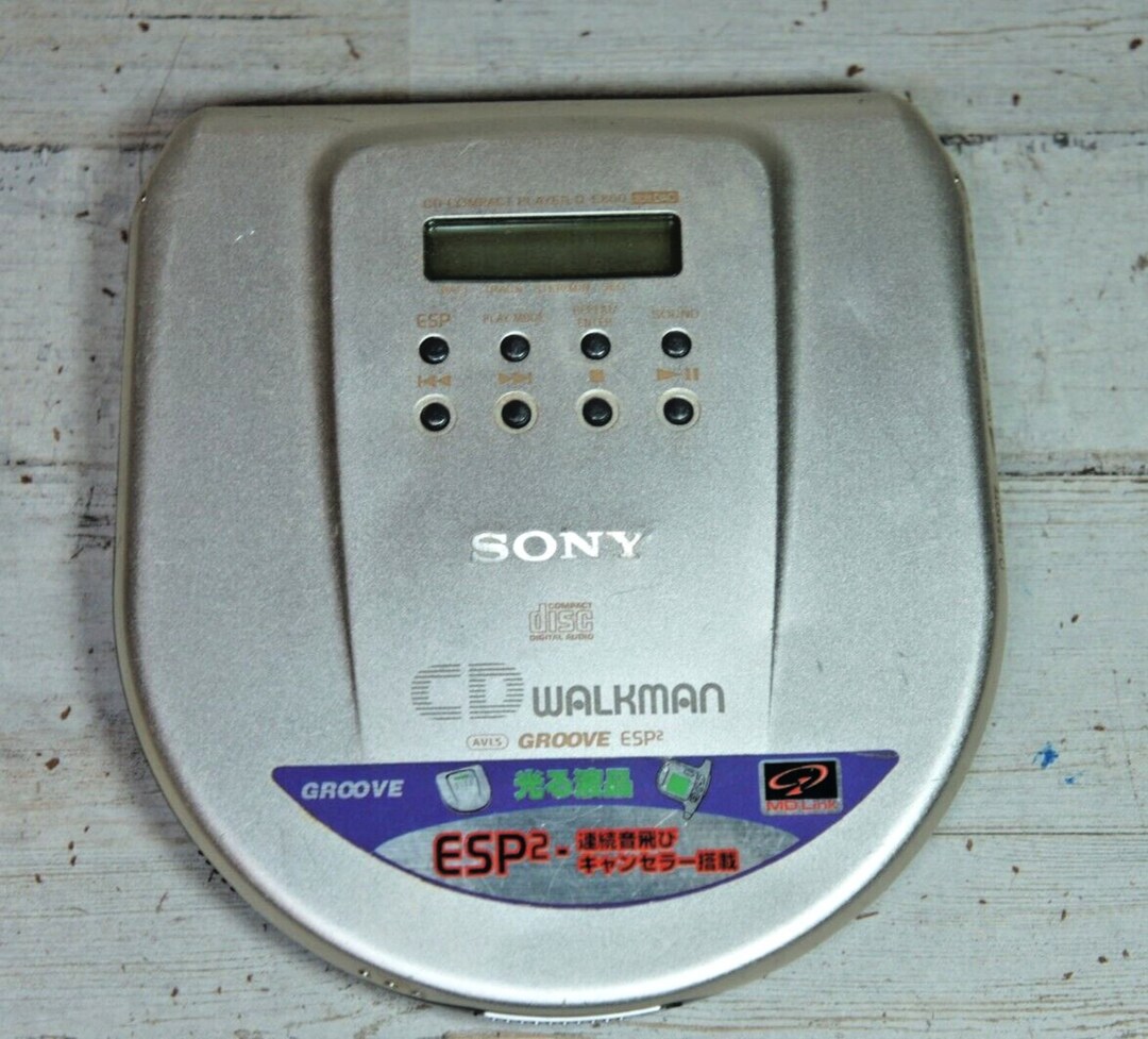 RARE Sony CD Walkman D-E800 Groove ESP2 Silver Metal Top parts/repair ...