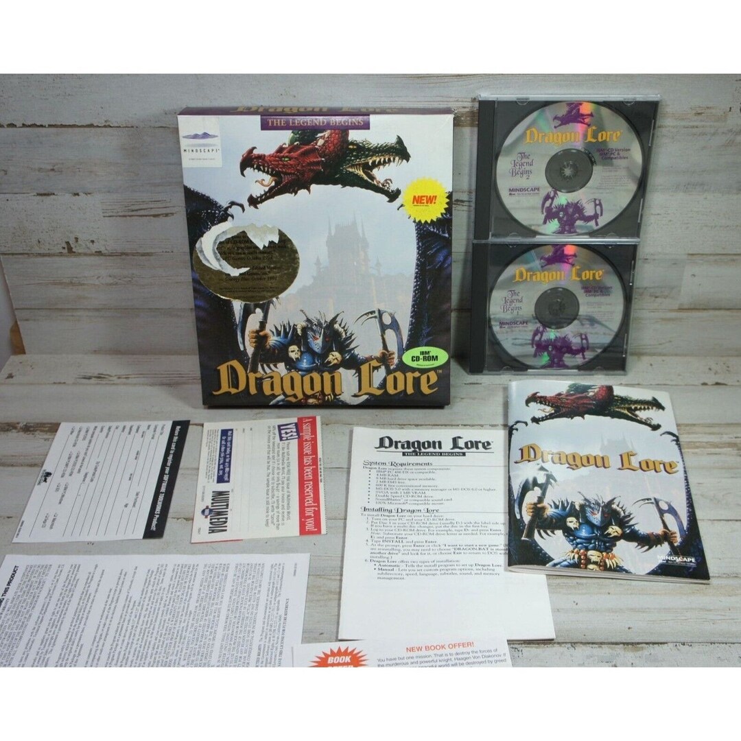 Dragon Lore Big Box PC Game 1994 IBM CDROM - Mindscape W/ Foam Manual ...