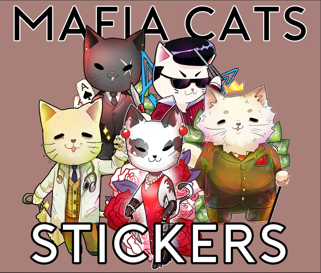 Mafia Cat Stickers - Original Designs Stickers Gangster Funny Comic ...