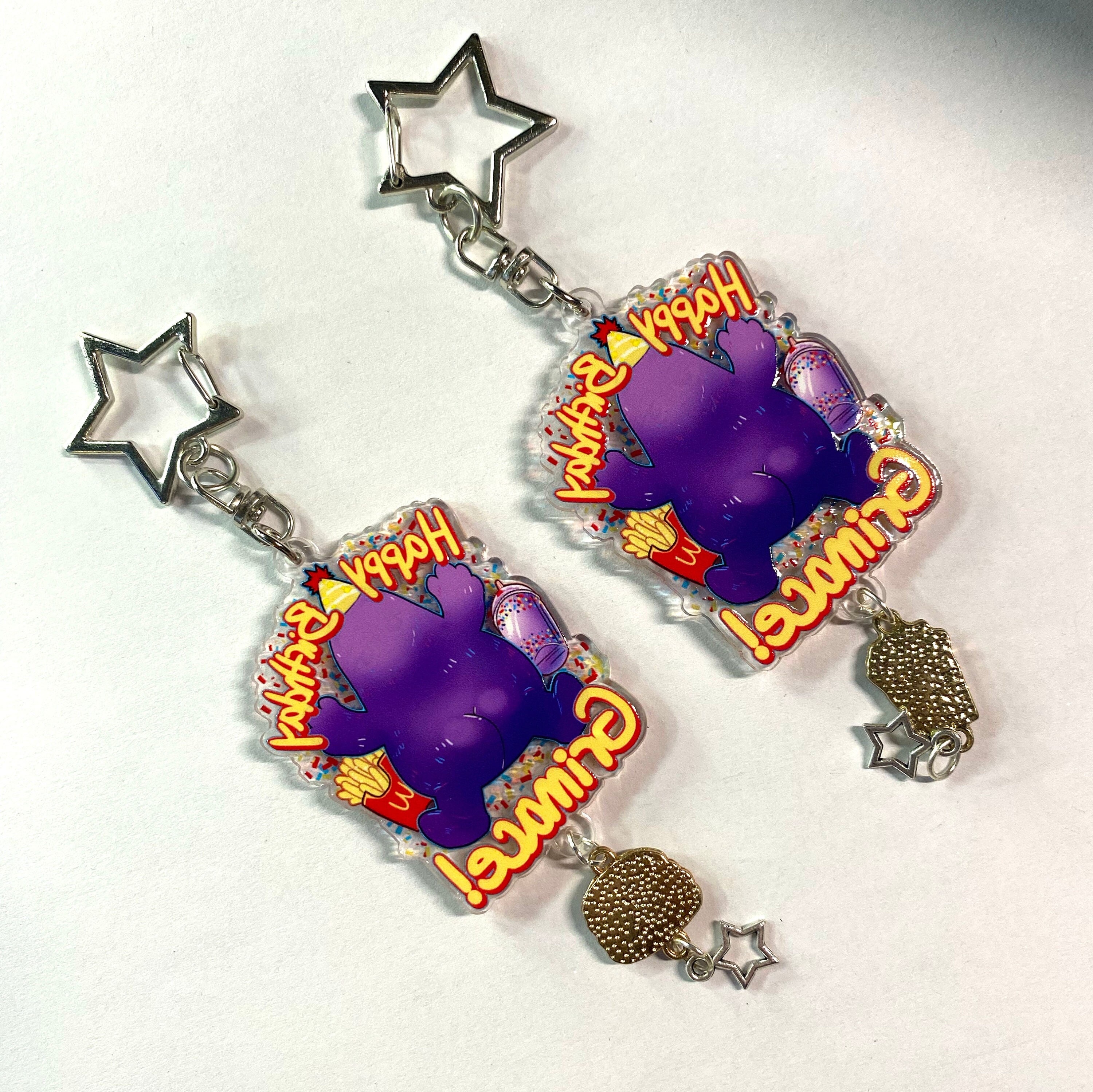 Grimace Shake Funny Meme Acrylic Keychain Charm With Food Enamel Charm ...