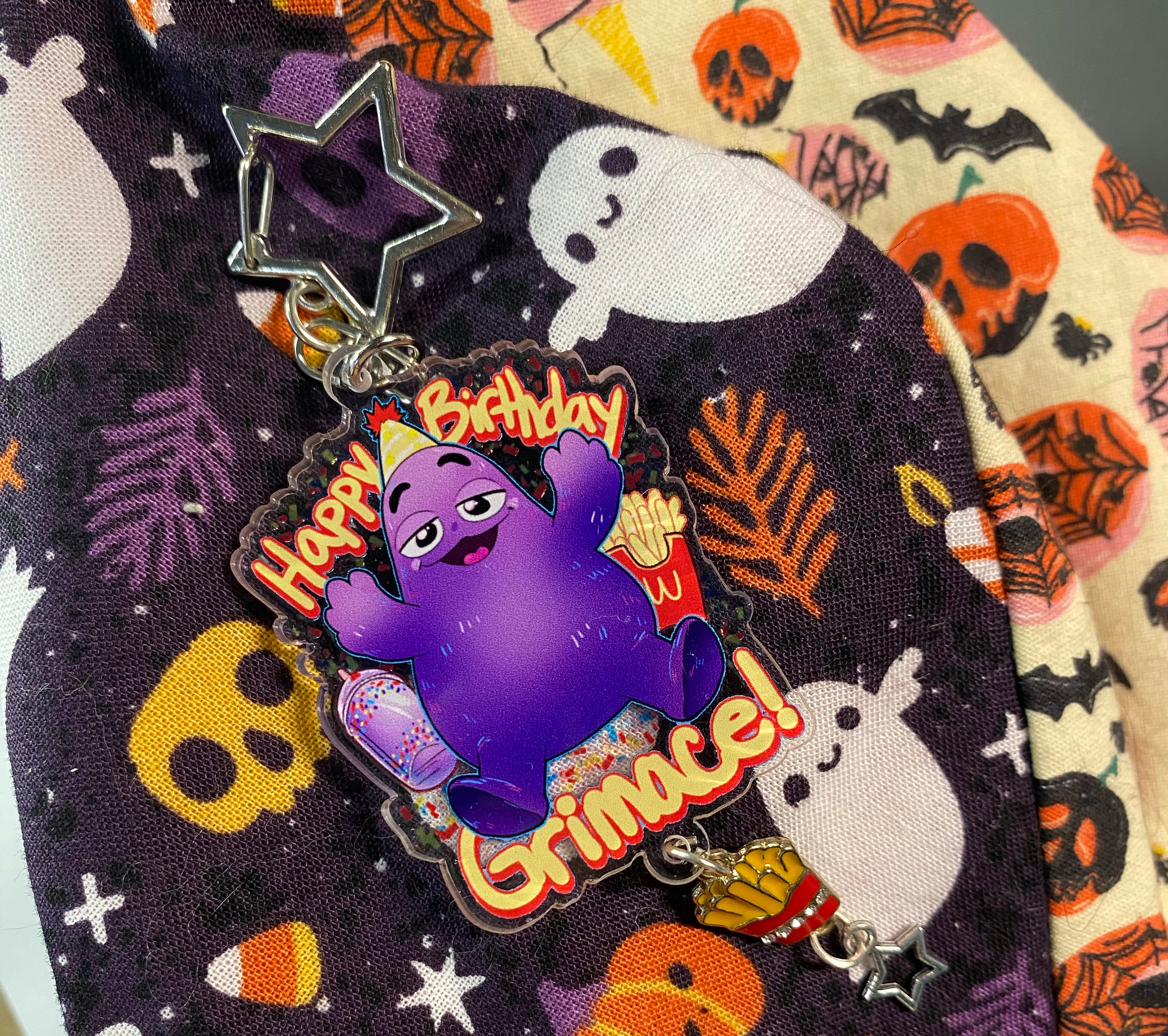 Grimace Shake Funny Meme Acrylic Keychain Charm With Food Enamel Charm ...