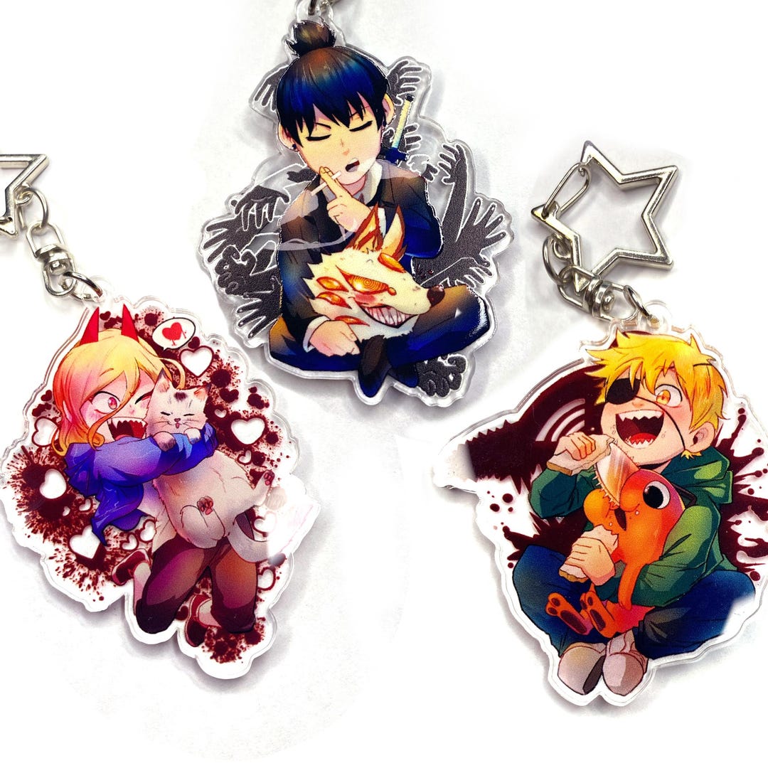 Cute Devil Characters Keychains Kawaii Fox Cat Dog - Etsy