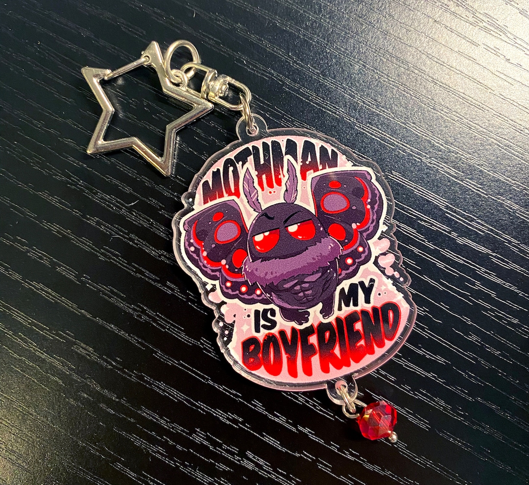 Mothman Boyfriend Keychain Funny Meme Local Mothman Fan | Love Moth Man ...