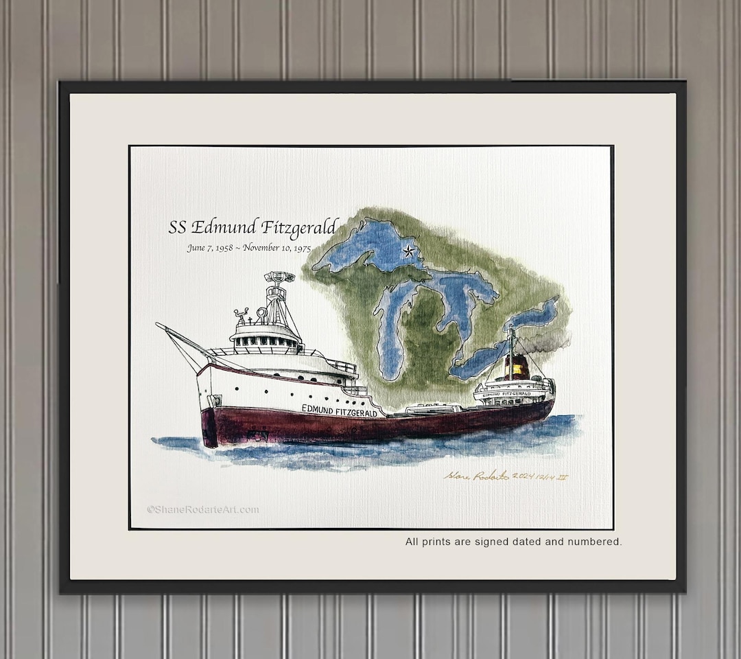 Edmund Fitzgerald, Premium Art Print on Canvas Paper, Original Artwork ...