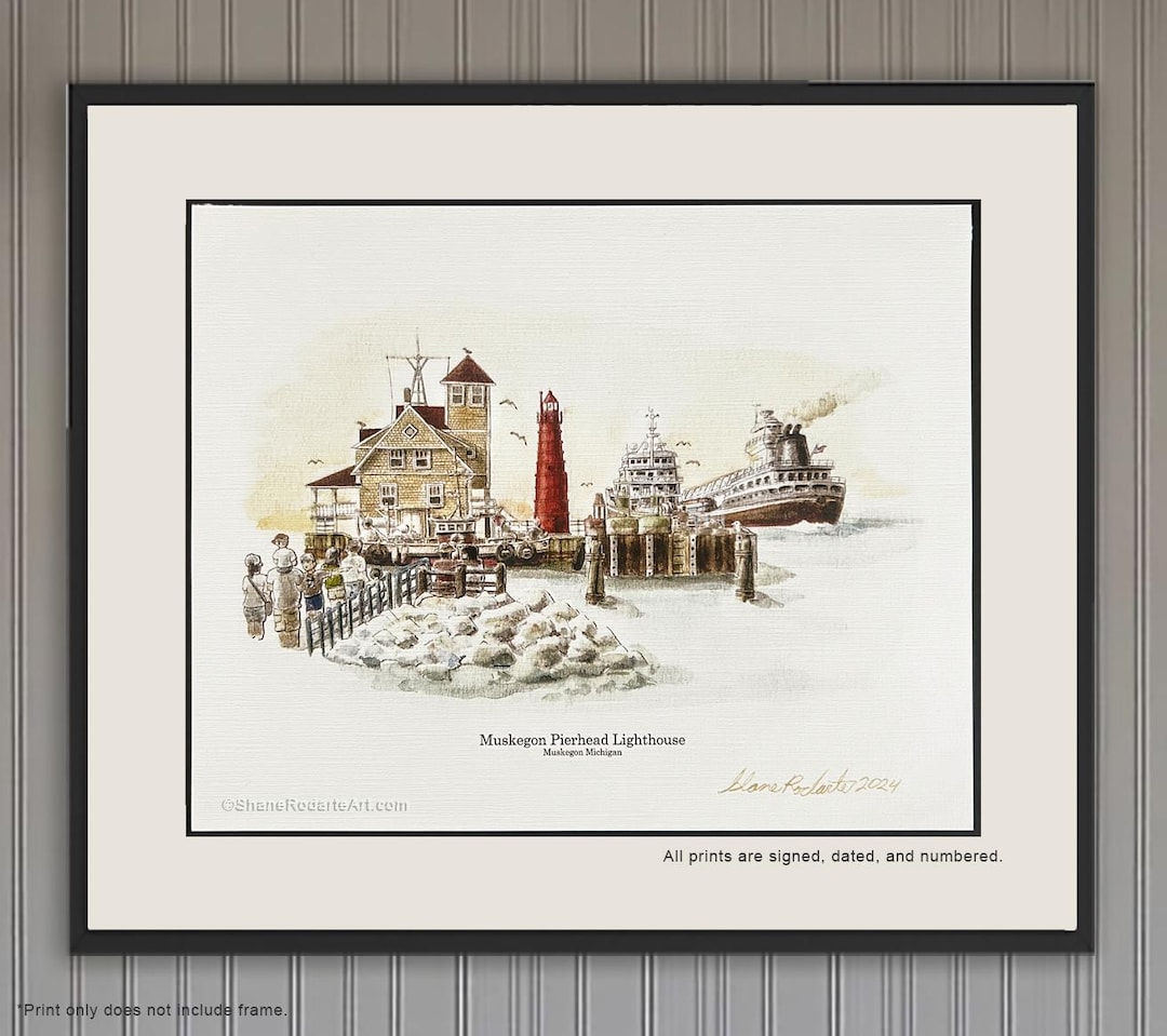 Lighthouse in Muskegon, Michigan, South Pierhead Light, Poster, Print ...