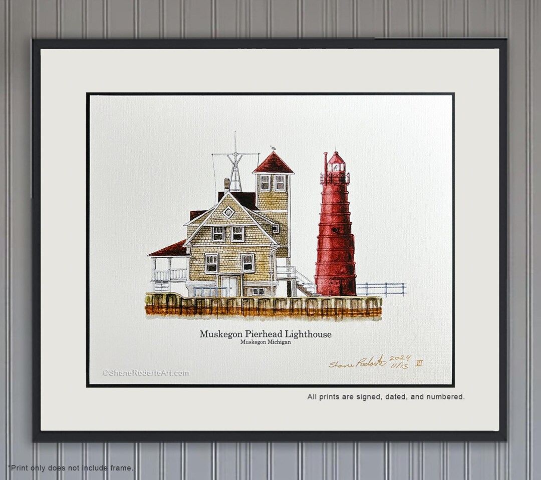 Lighthouse in Muskegon, Michigan, South Pierhead Light, Poster, Print ...