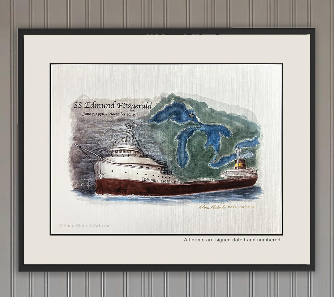 SS Edmund Fitzgerald, Premium Art Print, on Canvas Paper, Original ...