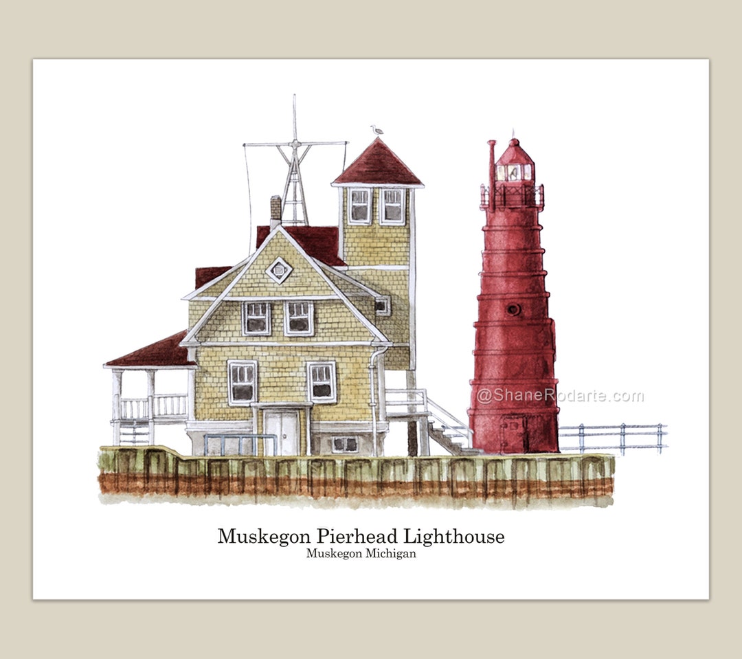 Muskegon Pierhead Lighthouse is a Premium Art Print of an Original ...
