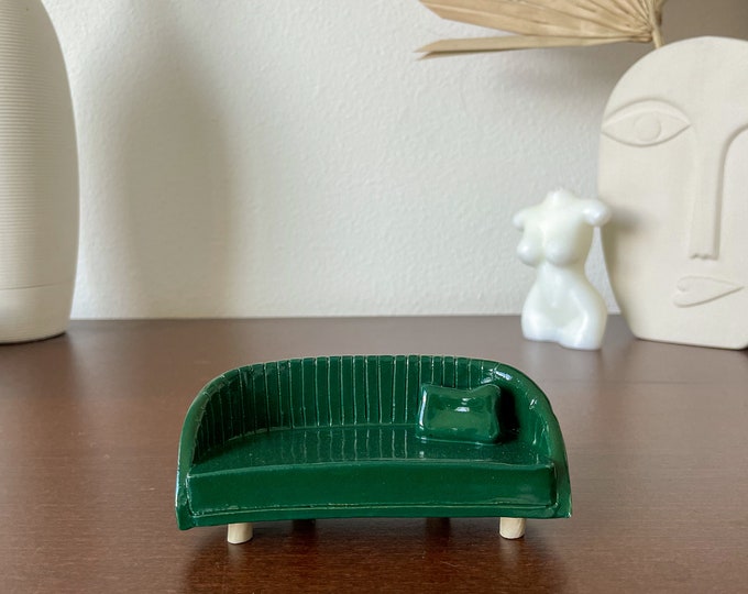 Miniature Handmade Green Ceramic Couch - Etsy