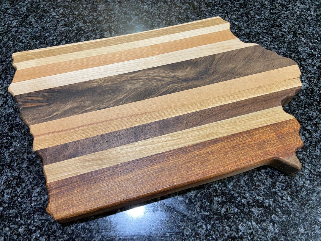 Hardwood Iowa Shaped Mixed Wood Cutting Board, Charcuterie Board ...