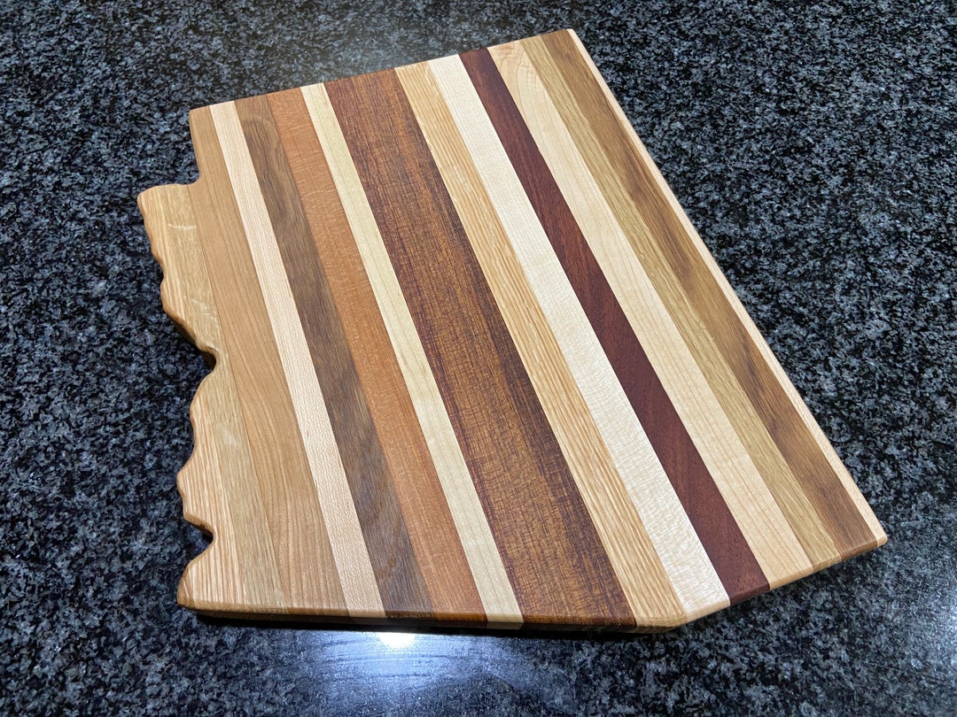 Hardwood Arizona Shaped Mixed Wood Cutting Board, Charcuterie Board ...