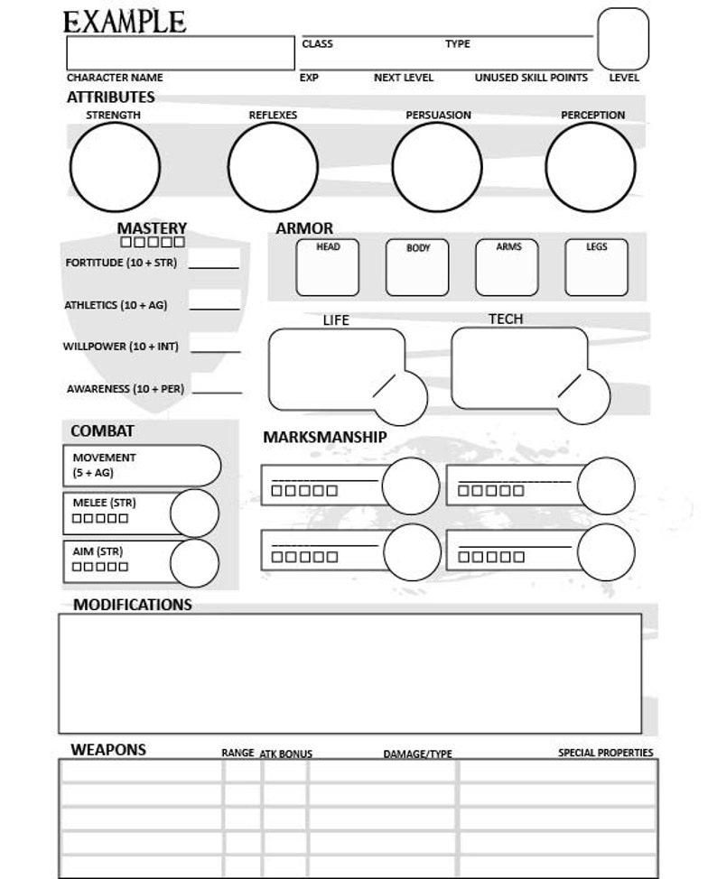 Custom Roleplaying Sheets for Your Own Game, Personalized Tabletop RPG ...