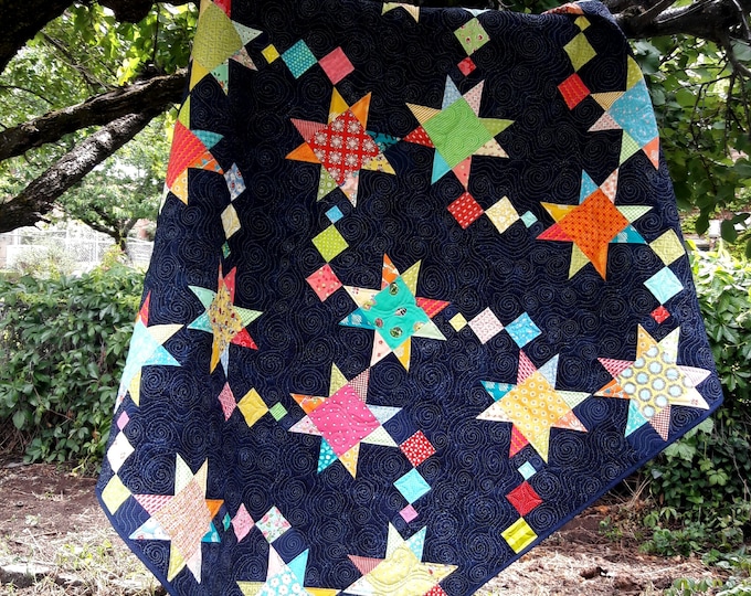 2 Sizes Shooting Stars Quilt Pattern PRINTED Throw and Queen - Etsy