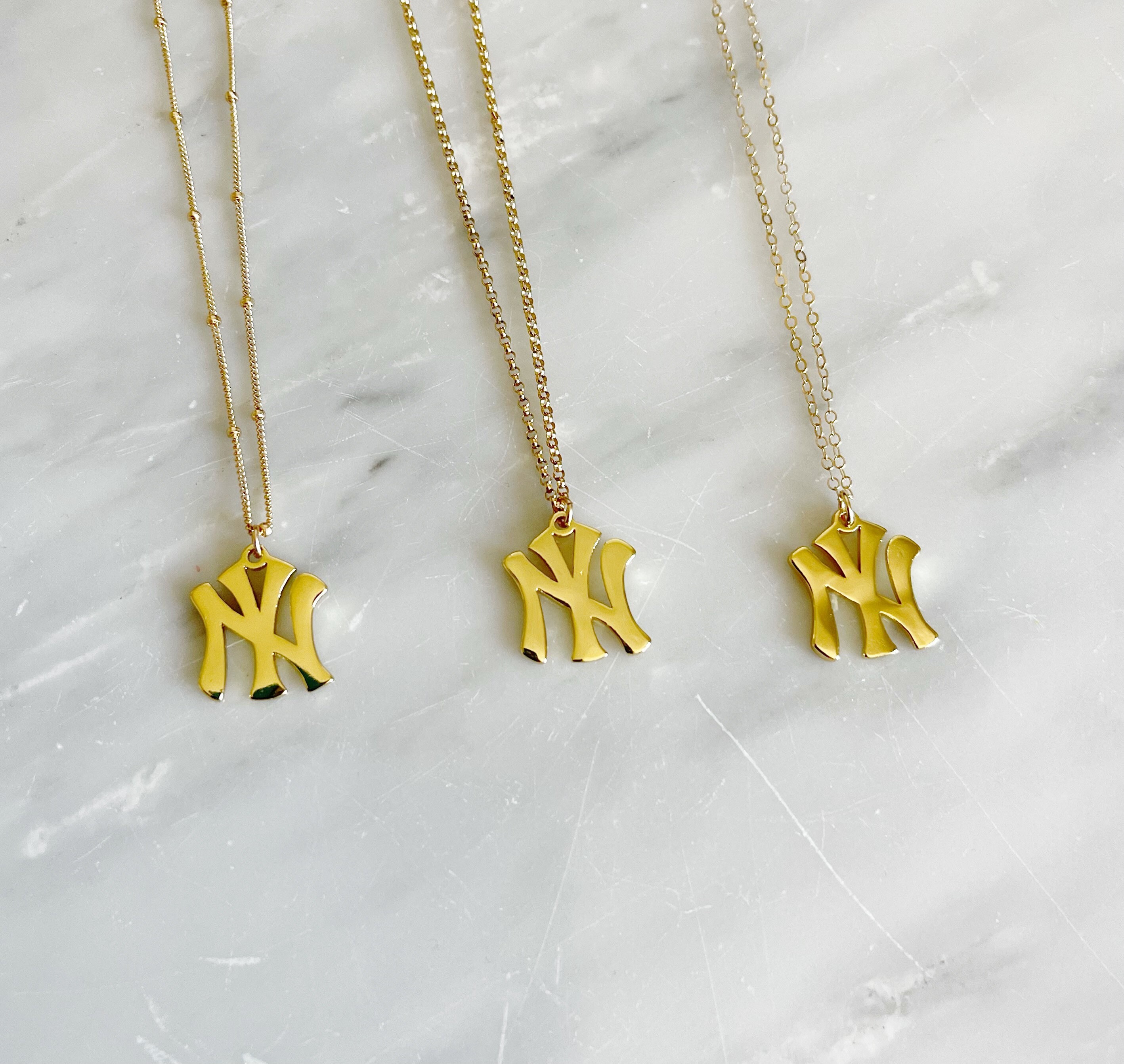 Gold NY Necklace, Gold Filled Necklace, New York Necklace, Gold Beaded ...