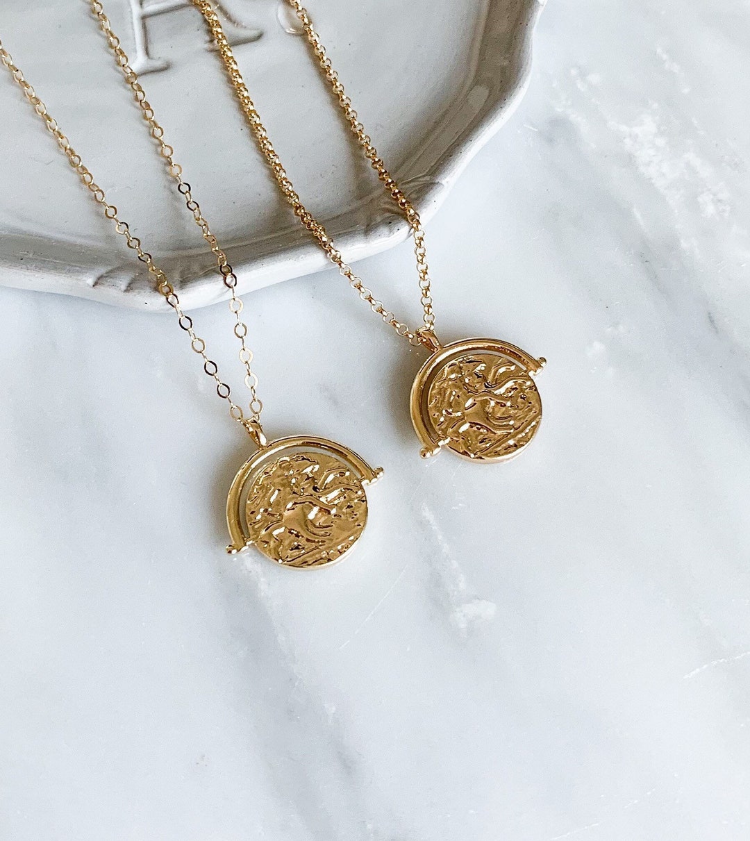 Collier pièce de monnaie en or, collier Lady Godiva, collier plaqué or ...