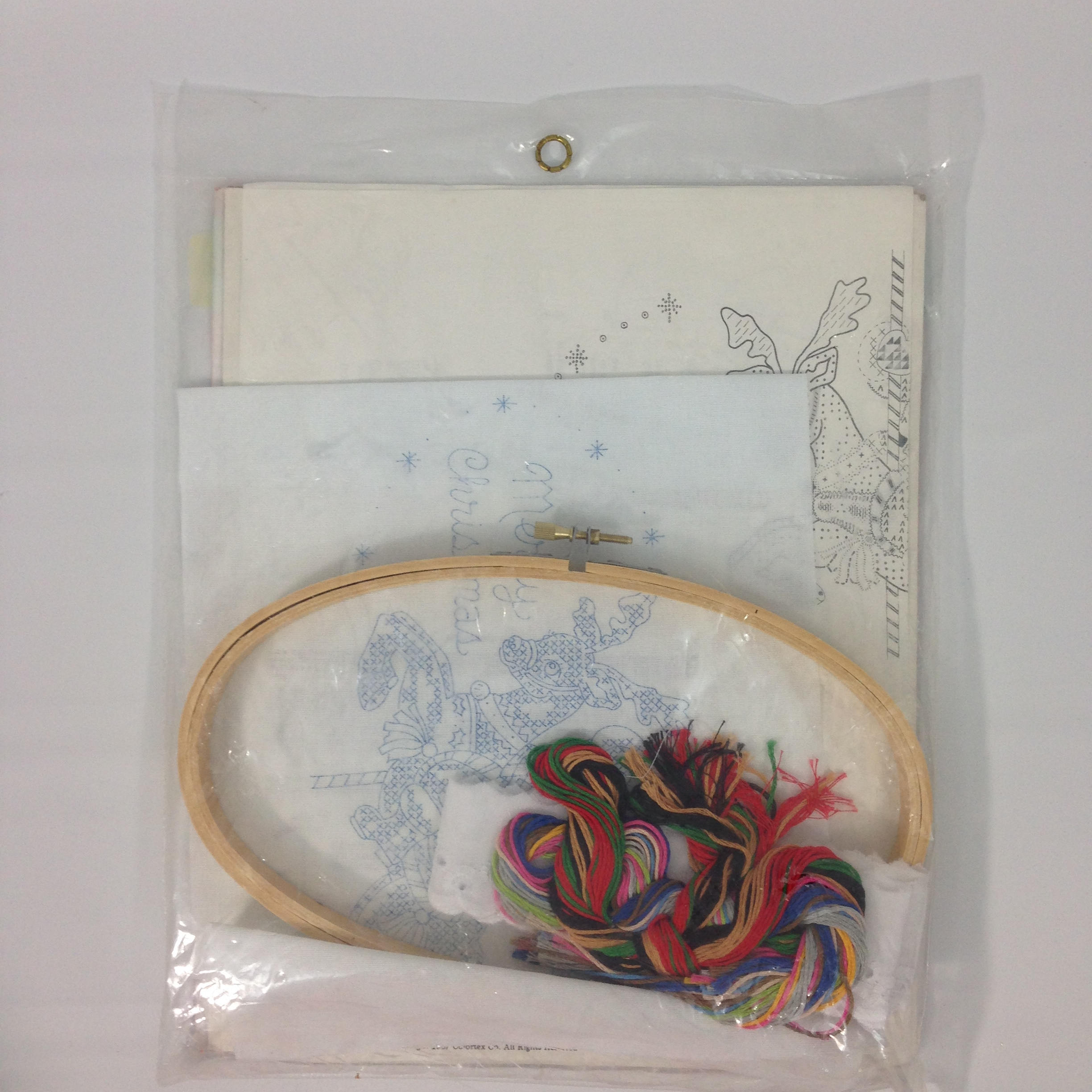 Vintage Colortex Stamped Cross Stitch Santa Sitting on Reindeer ...