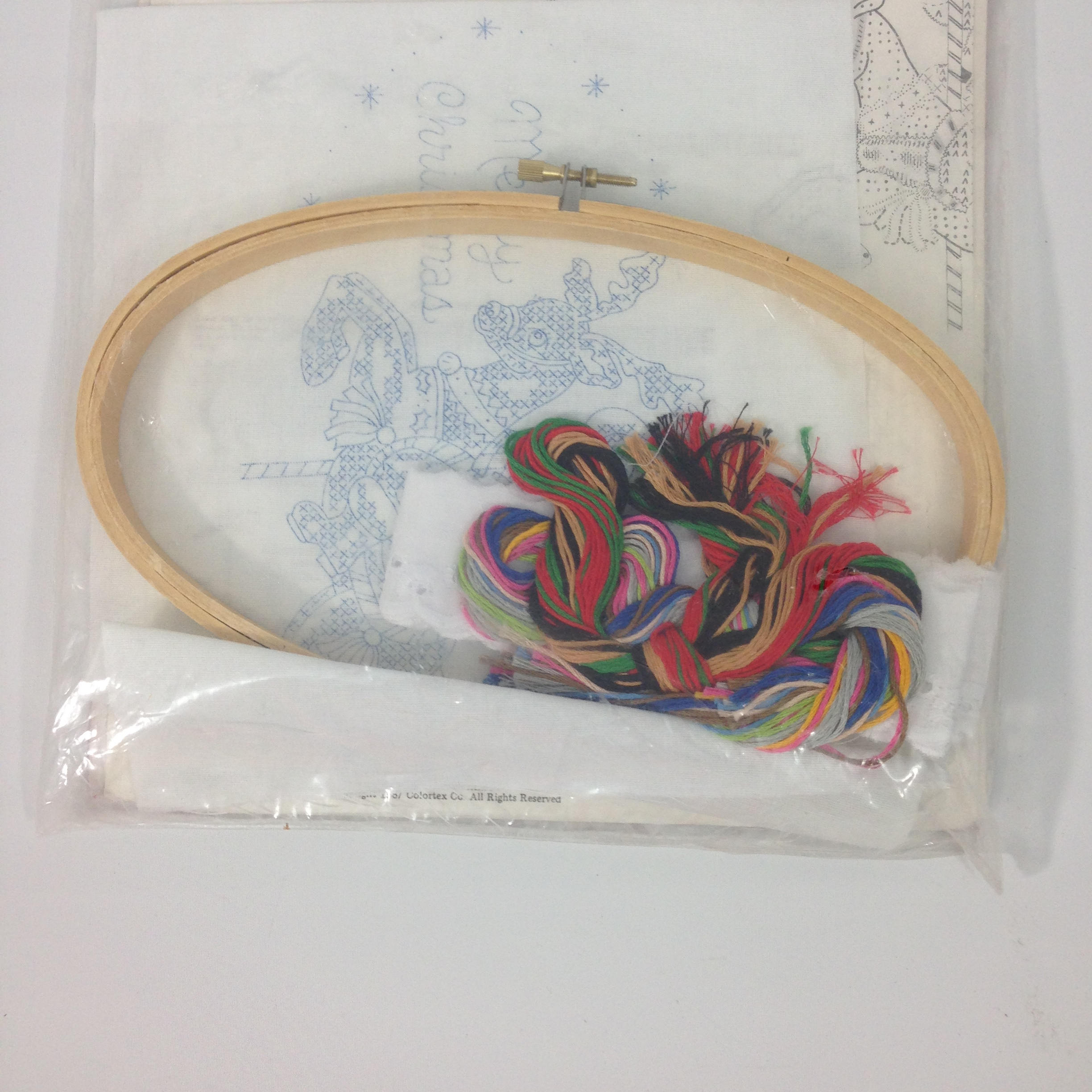 Vintage Colortex Stamped Cross Stitch Santa Sitting on Reindeer ...