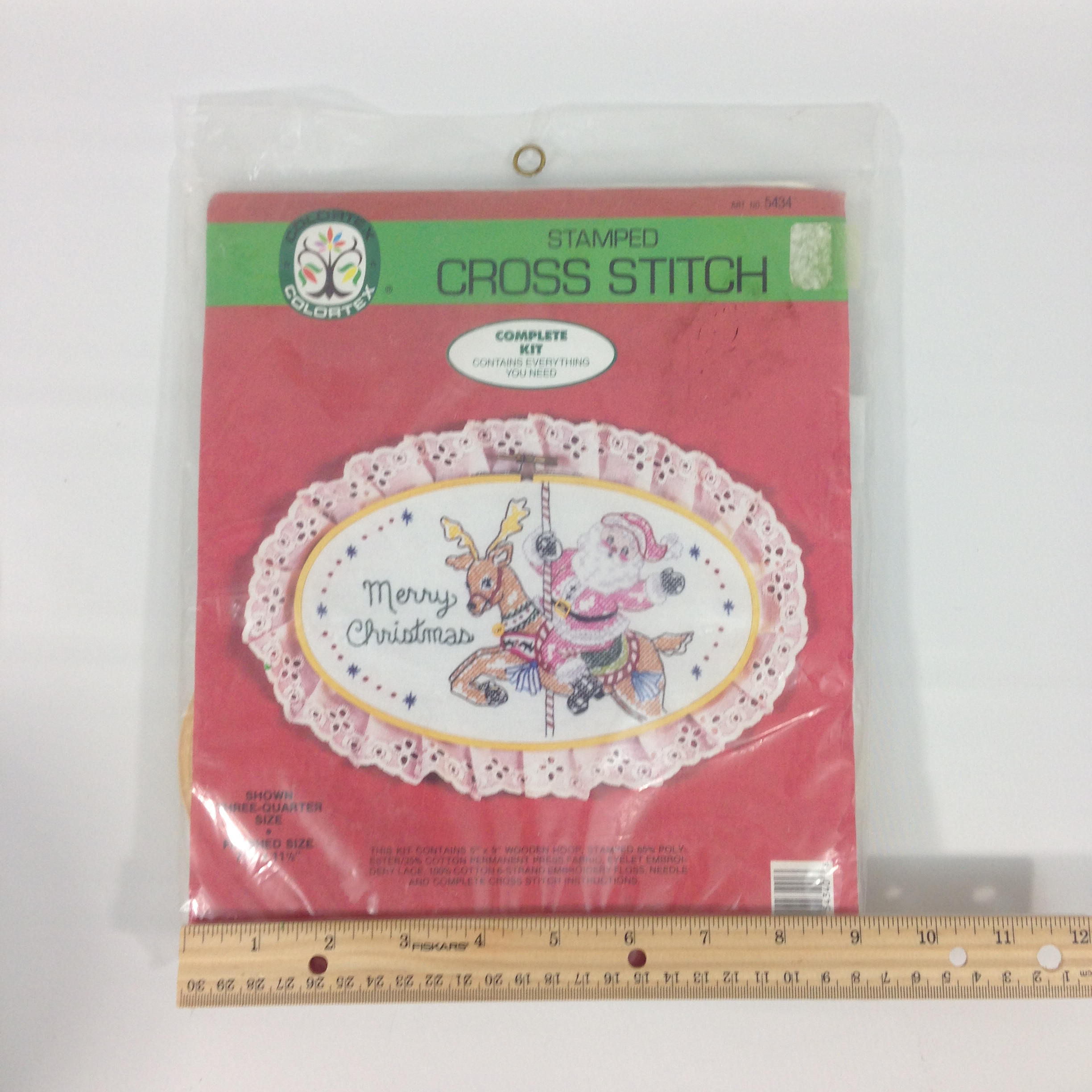 Vintage Colortex Stamped Cross Stitch Santa Sitting on Reindeer ...