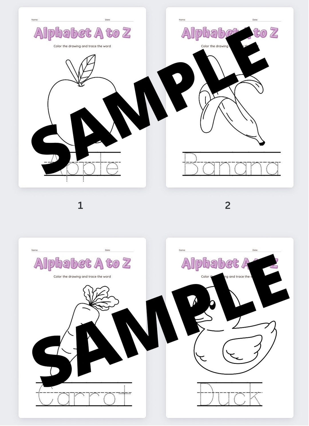 Alphabet A to Z Color and Word Trace Worksheet! - Etsy