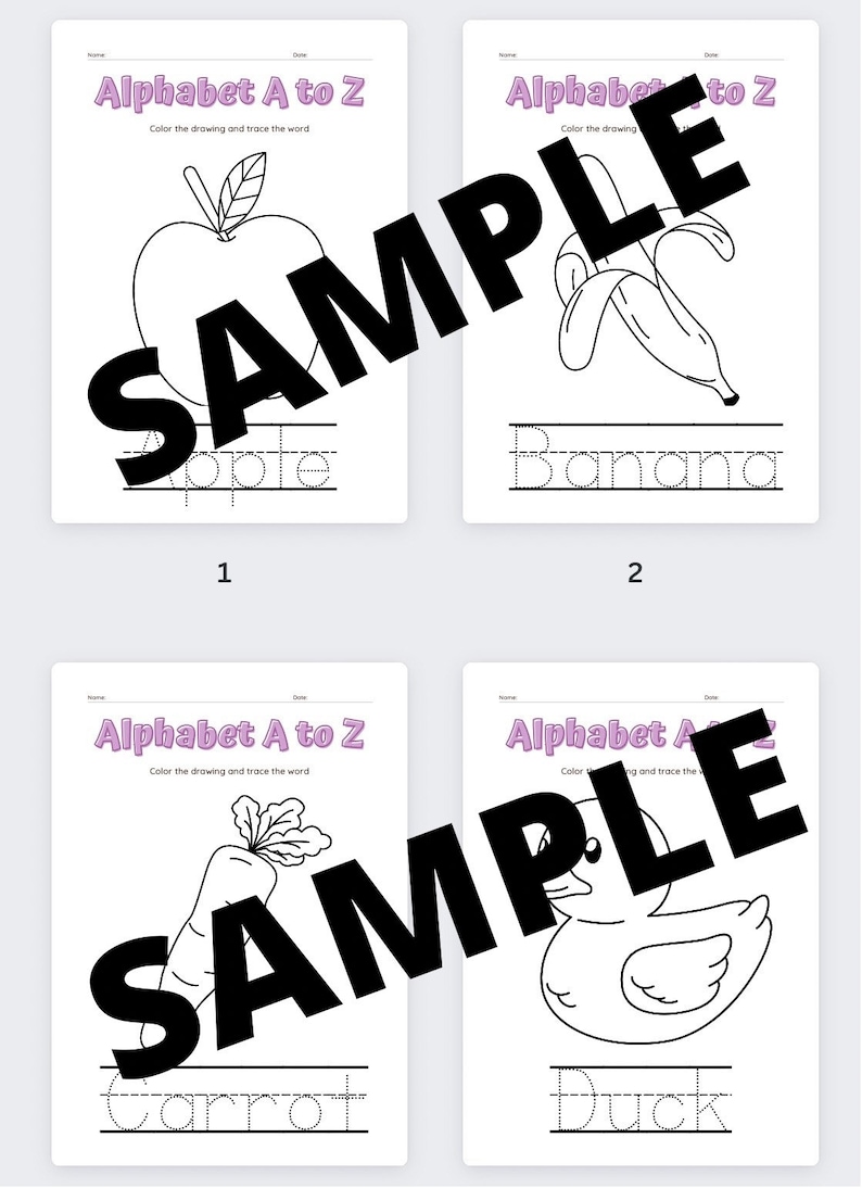 Alphabet A to Z Color and Word Trace Worksheet! - Etsy