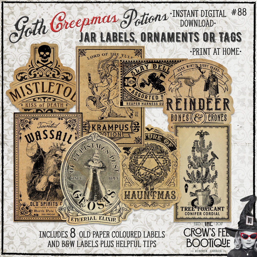 Vintage Look Gothic Creepmas Potion Labels #88, Printable - Etsy