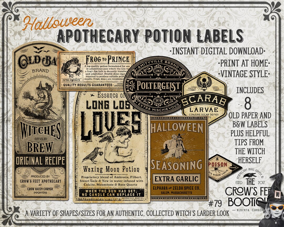 Vintage Look Potion Labels 79 Printable Potion Jar Labels - Etsy